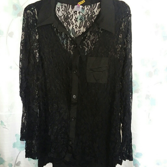 judith | Tops | Judith Black Lace Button Down X Plus Goth | Poshmark
